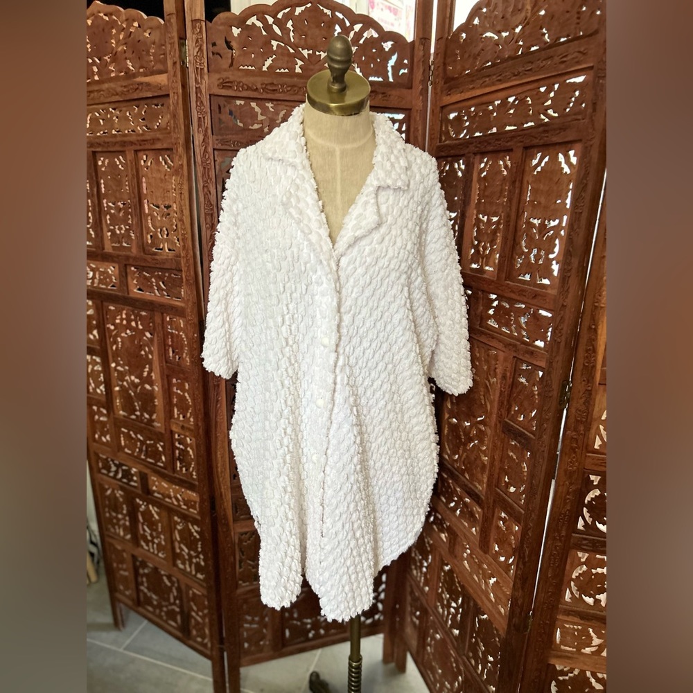 'Stan Herman' White Chenille Short Robe / Spa Robe / … - Gem